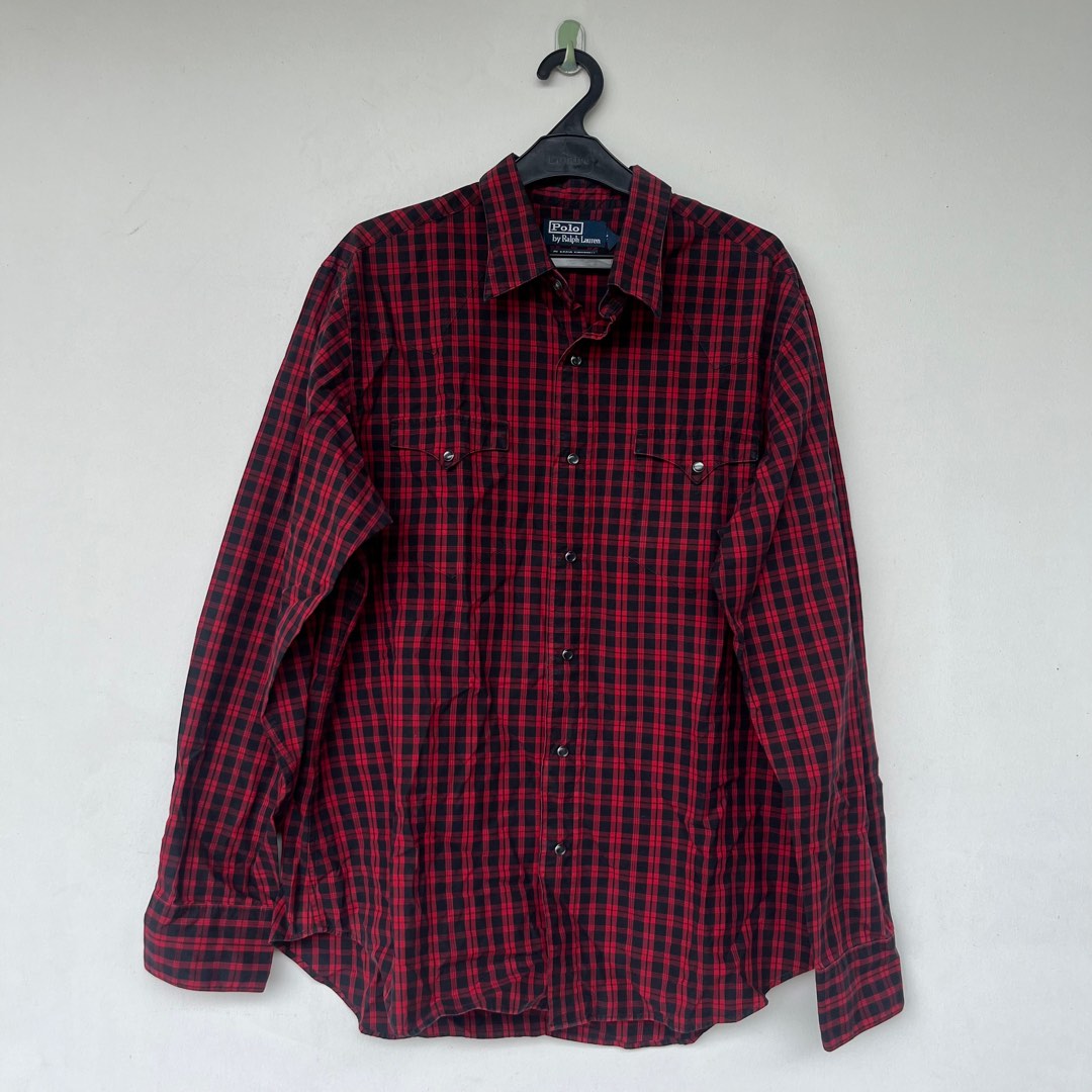 Polo by Ralph Lauren - Classic Western Red Black Checkered Long Sleeve ...