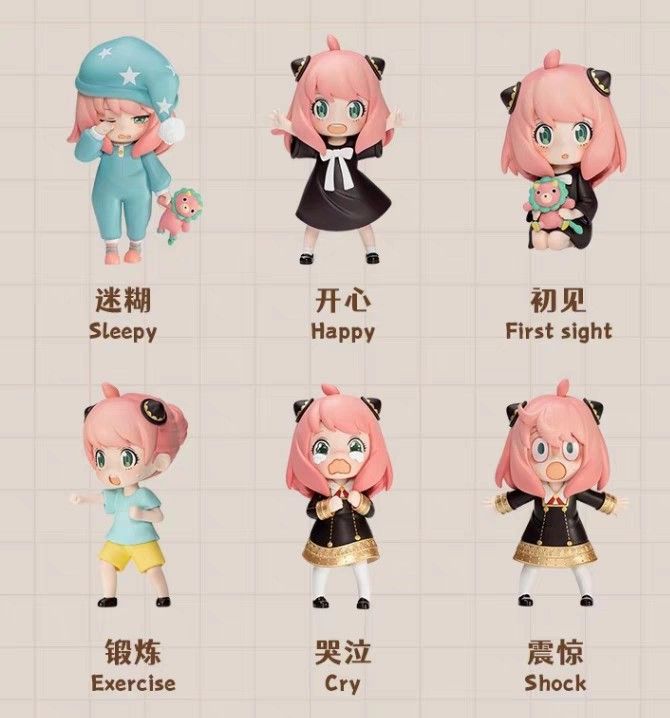 Pre order Anya emoji blind box action figurines (total 6 boxes $89 , 3 ...
