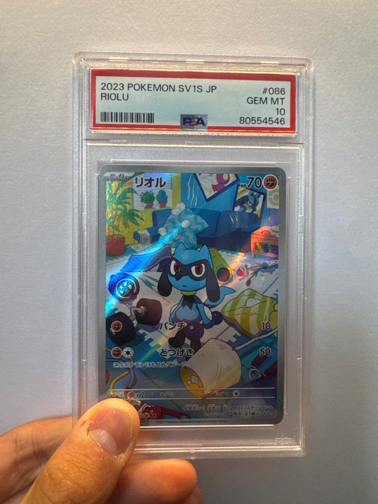 PSA 10 Graded Riolu AR 086/078 PTCG Pokemon Card from Japanese Scarlet EX Base (SV1S), 興趣及遊戲, 玩具 ...
