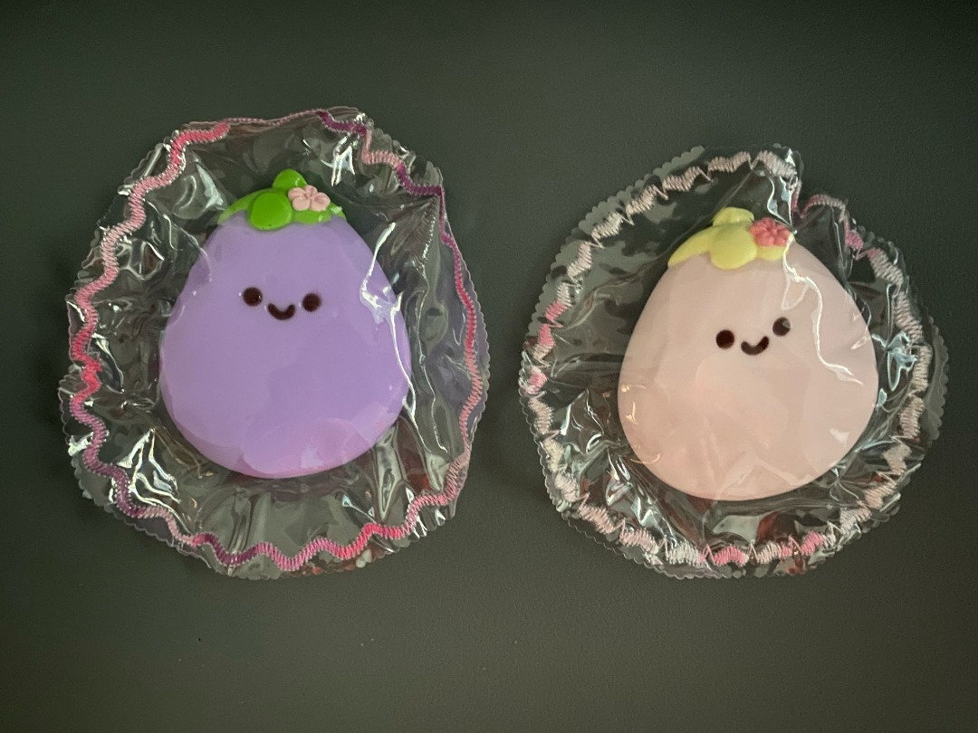 Purple or Pink Egg plant Smiley face Stress relief Squishy, Hobbies ...