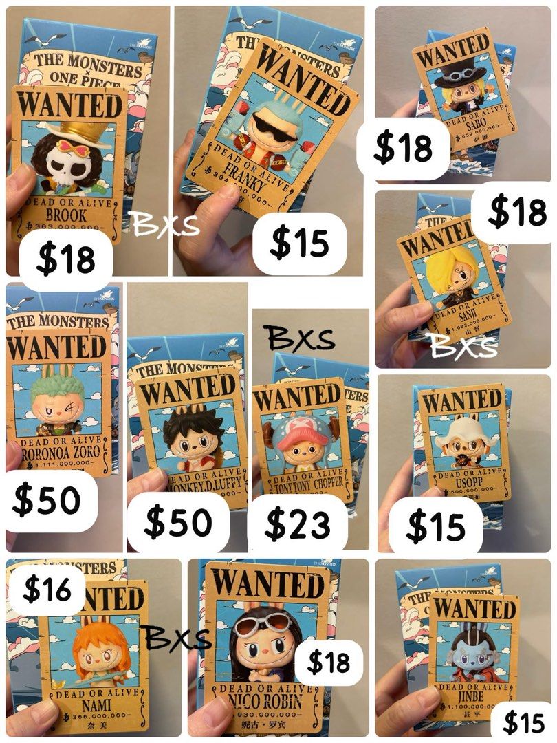 Sealed foil authentic popmart one piece Labubu brook franky sabo Sanji ...