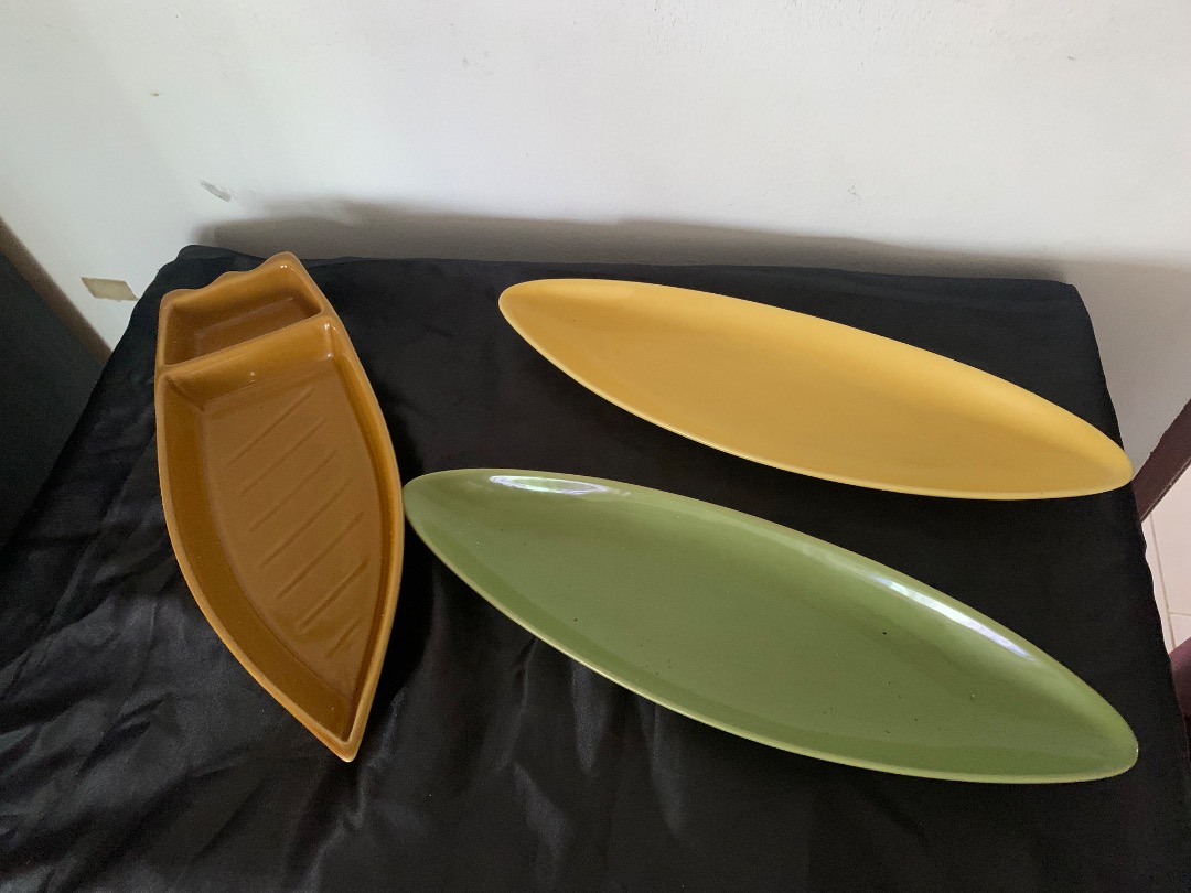 Thai boat plate leave dish plate, Furniture & Home Living, Kitchenware ...