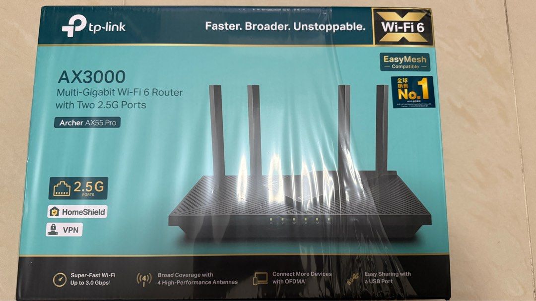 Tp link AX3000 Archer Ax55 Pro multi gigabit WiFi 6 router with two 2.5G, 電腦＆科技, 電腦周邊及配件, Wifi及 ...