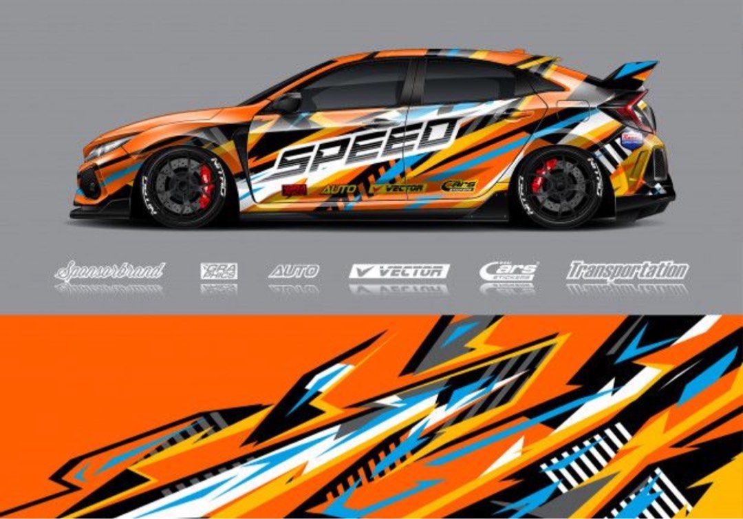 Track Racing Garage Sticker Decal Design with Automotive Logos, Car ...