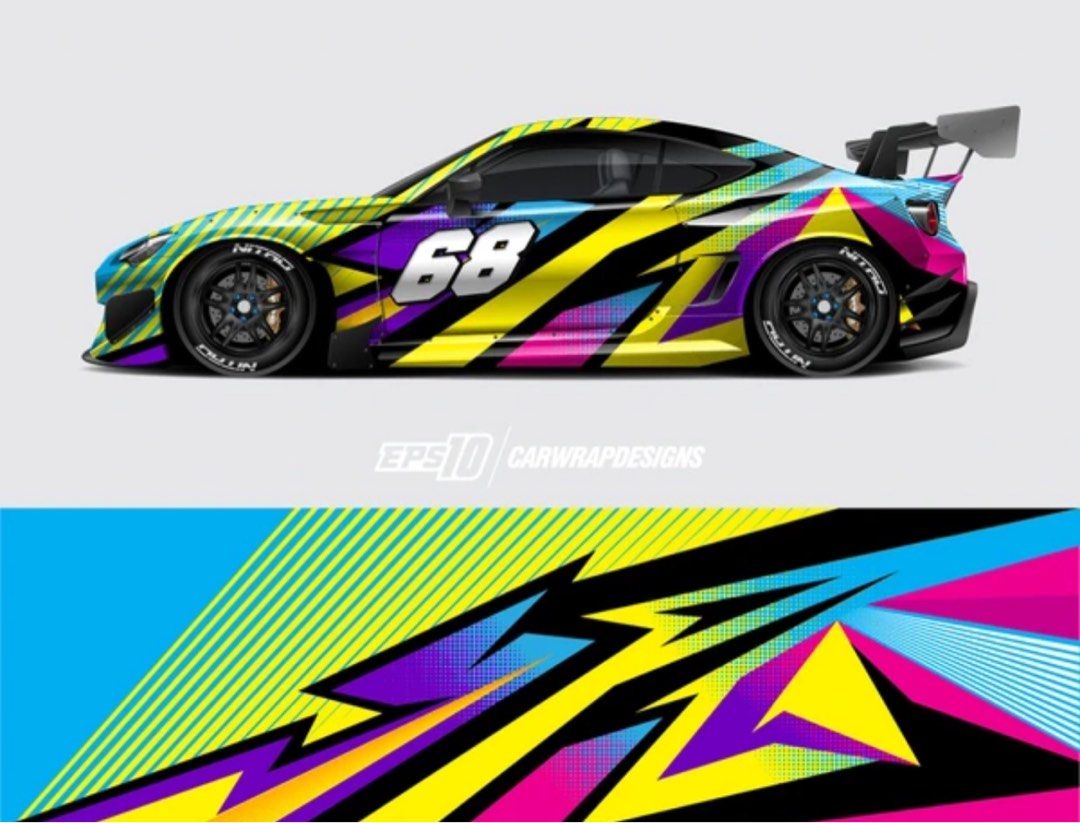 Track Racing Garage Sticker Decal Design with Automotive Logos, Car ...