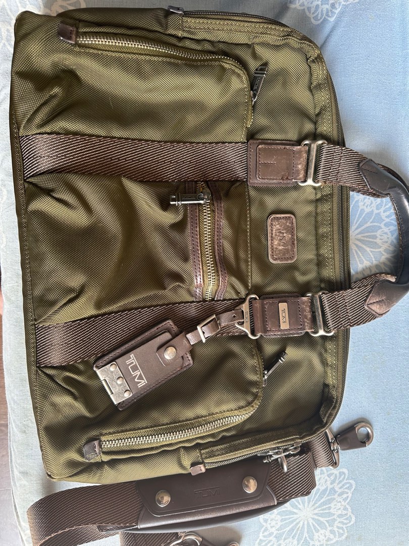 Tumi Alpha Bravo 2 WAY Briefcase Business Bag Shoulder Bag Olive 22611BTH Nylon, Men's Fashion ...