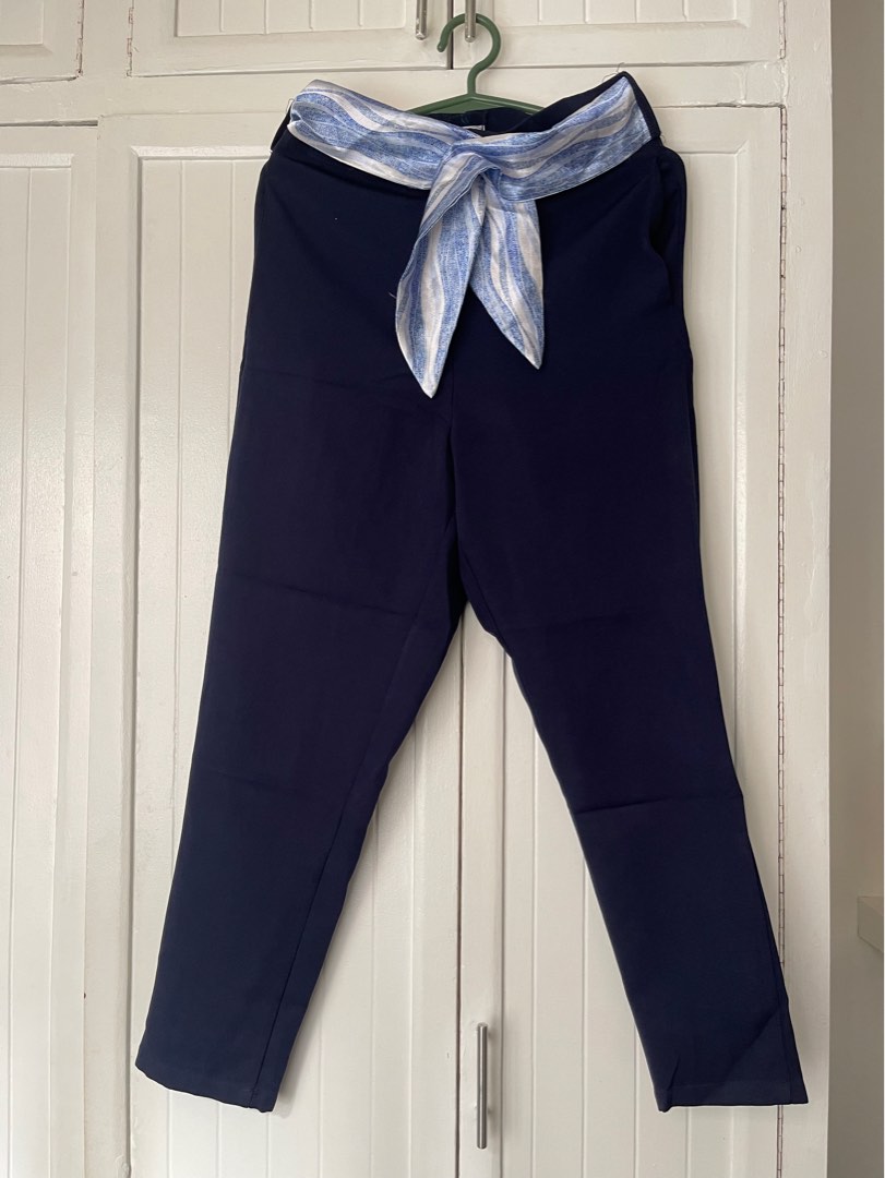 Unica Midnight Blue Slacks w Ribbon | Office Women Wear, Women's ...