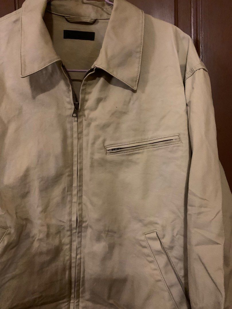 Uniqlo zip up blouson beige, Men's Fashion, Coats, Jackets and ...