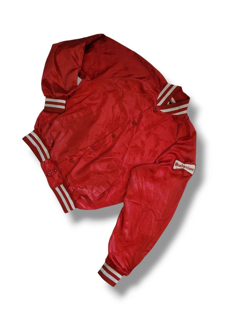 Vintage MADE IN USA Work baseball Nylon Jacket 🔥 Budweiser Size tag L ...
