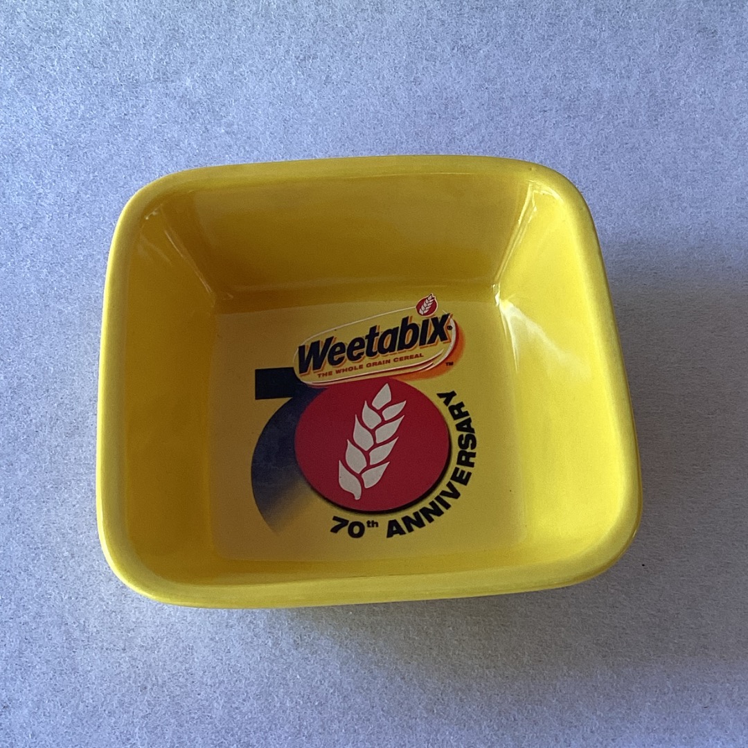 Vintage Weetabix 70th Anniversary Commemorative Yellow Ceramic Cereal ...