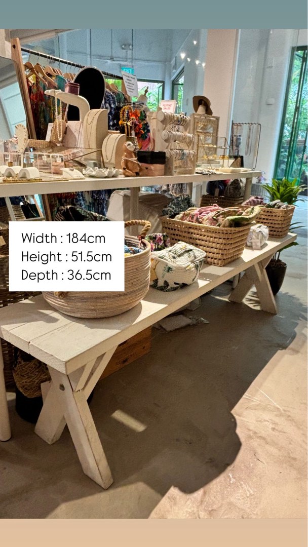 Wooden long white bench, Furniture & Home Living, Furniture, Chairs on ...