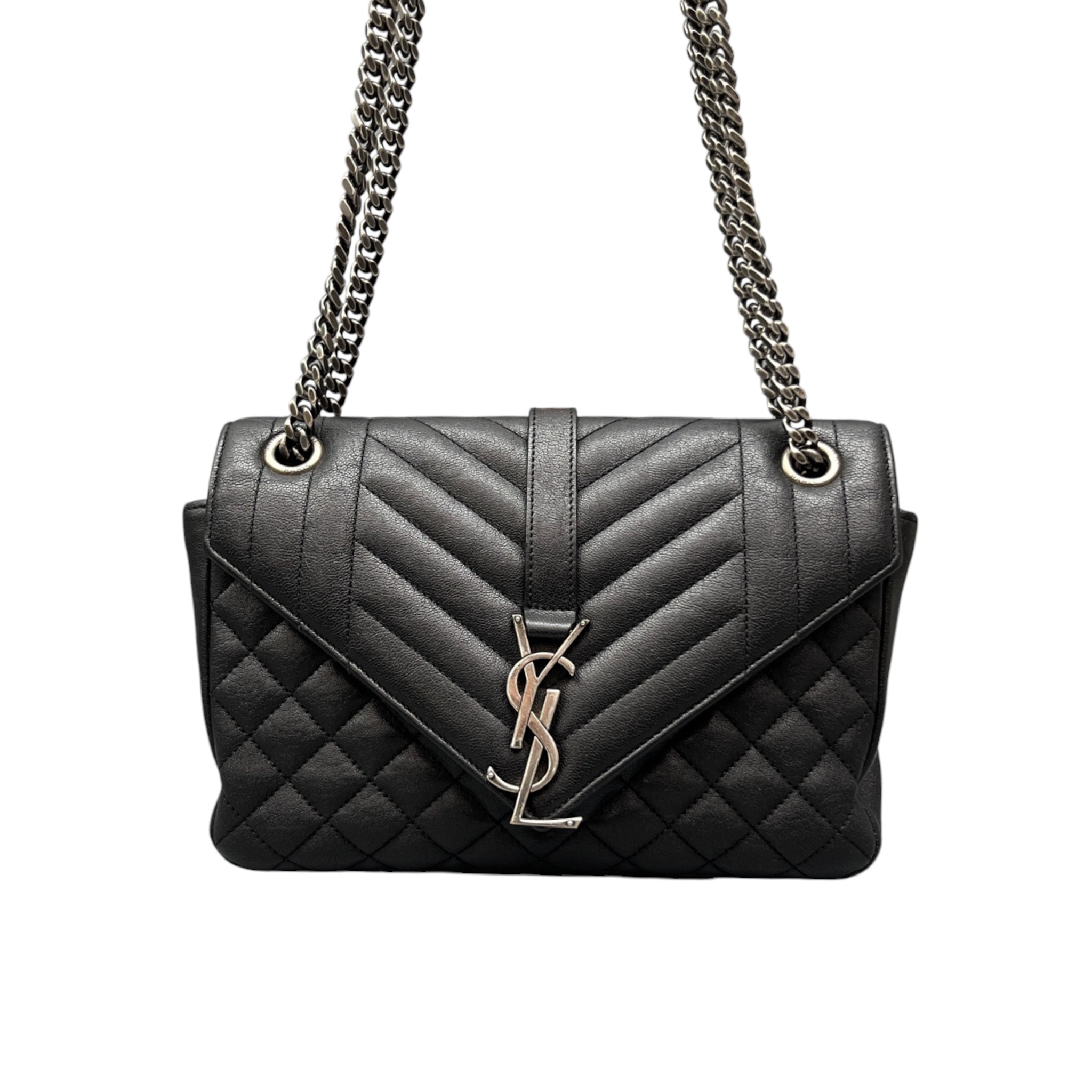 YSL Saint Laurent Envelope Chain Bag in Black SHW, Luxury, Bags ...