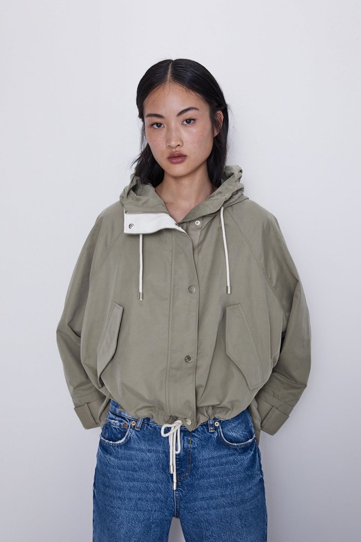 Zara utility parka jacket army / cropped jacket / jaket parka crop ...