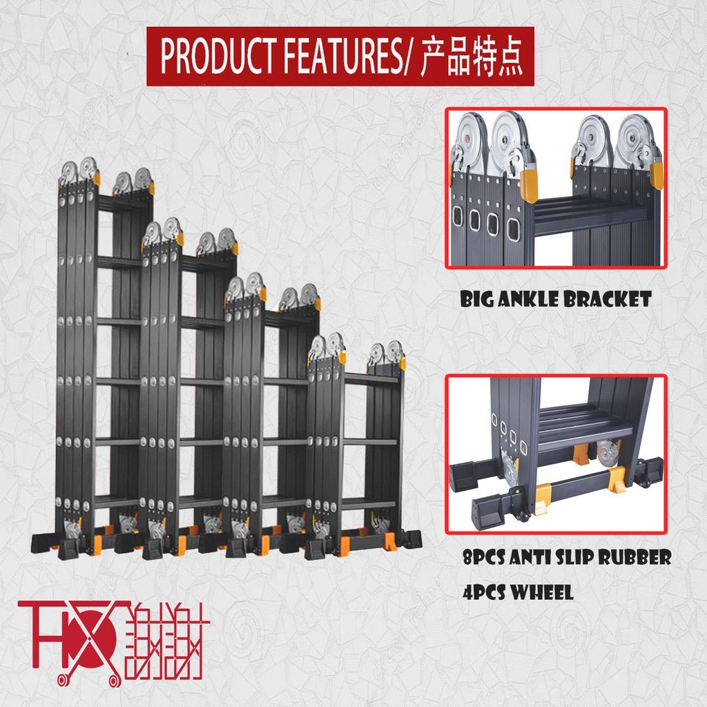 12ft folder ladder tangga lipat, Furniture & Home Living, Home ...