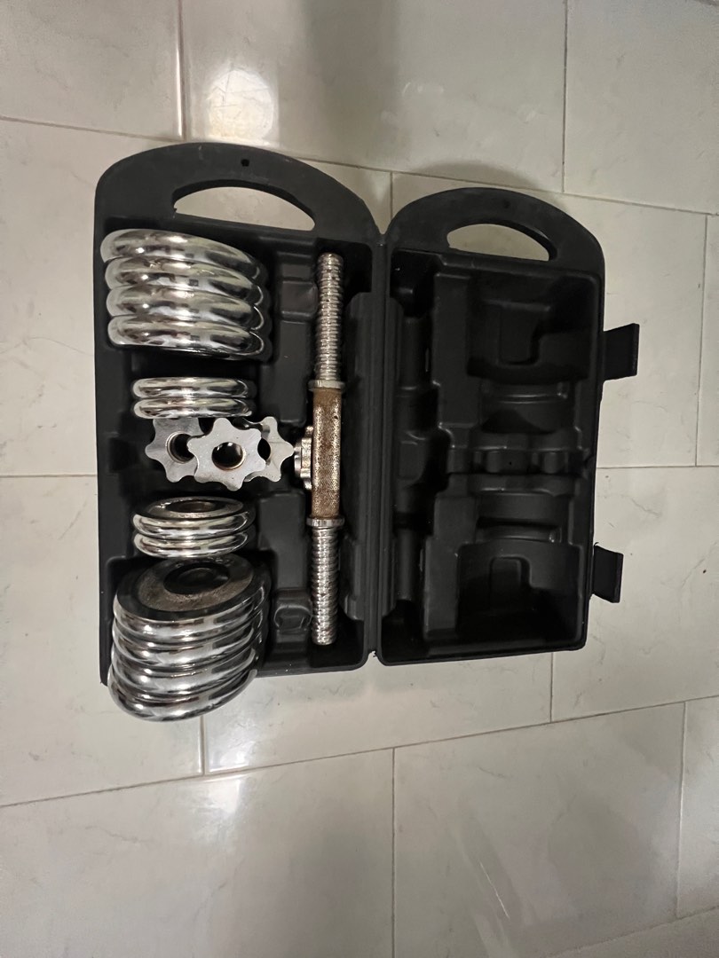 15KG Dumble Set + 2.5kg plate (4 sets), Sports Equipment, Exercise ...