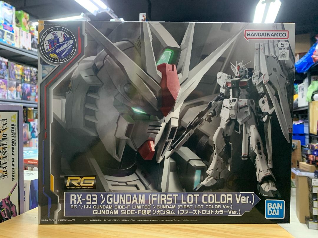 全新 盒殘 Bandai RG Rx-93 V Gundam First Lot Color Ver Gundam Side-F ...