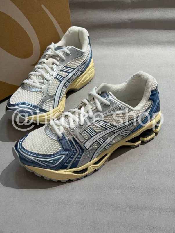 ASICS Gel-Kayano 14 Cream Metallic Blue, 男裝, 鞋, 波鞋 - Carousell