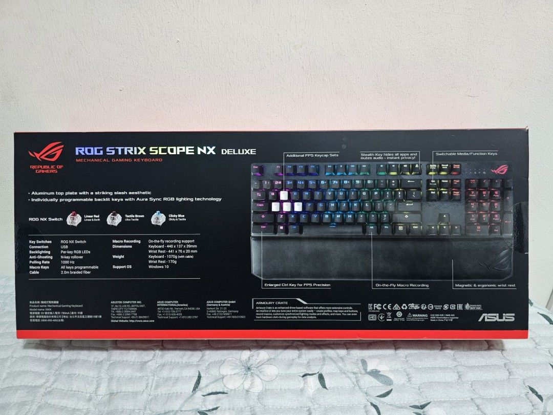Asus ROG X801 Strix Scope NX TKL Deluxe Keyboard, Computers & Tech ...