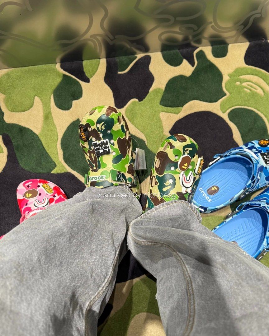 BAPE X CROCS ABC CAMO CLASSIC CLOG, Men's Fashion, Footwear, Flipflops ...