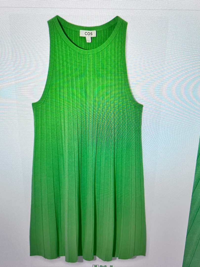 Cos green pleated a- line midi dress, Women's Fashion, Dresses & Sets ...