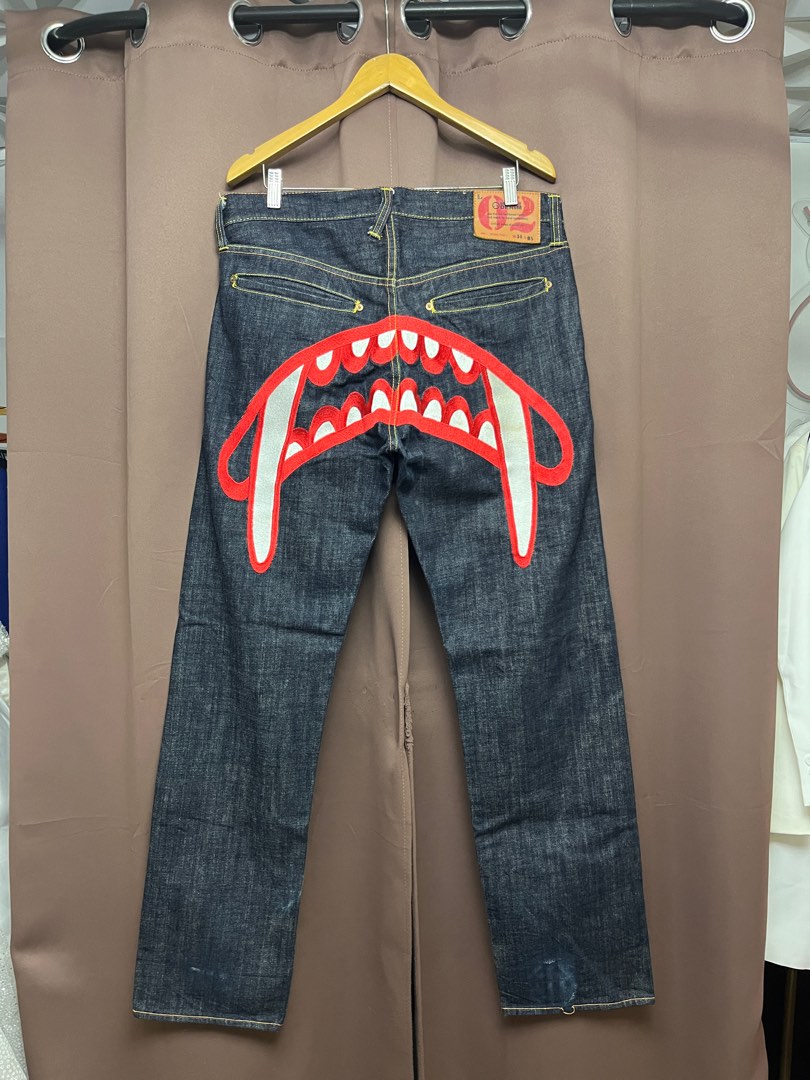 DEVIL NUT Selvedge Blue denim (With back embroidery), Men's Fashion ...