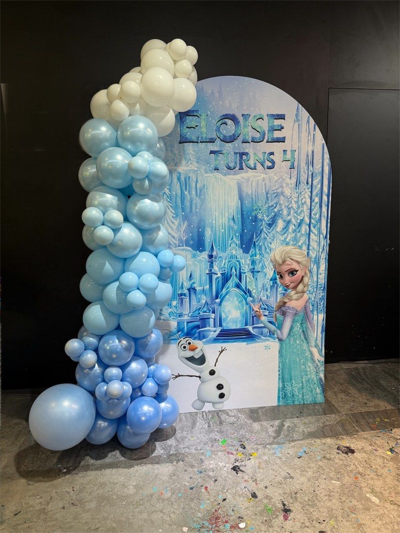 Disney Princess Elsa Frozen theme party backdrop for birthdays 100 Days ...