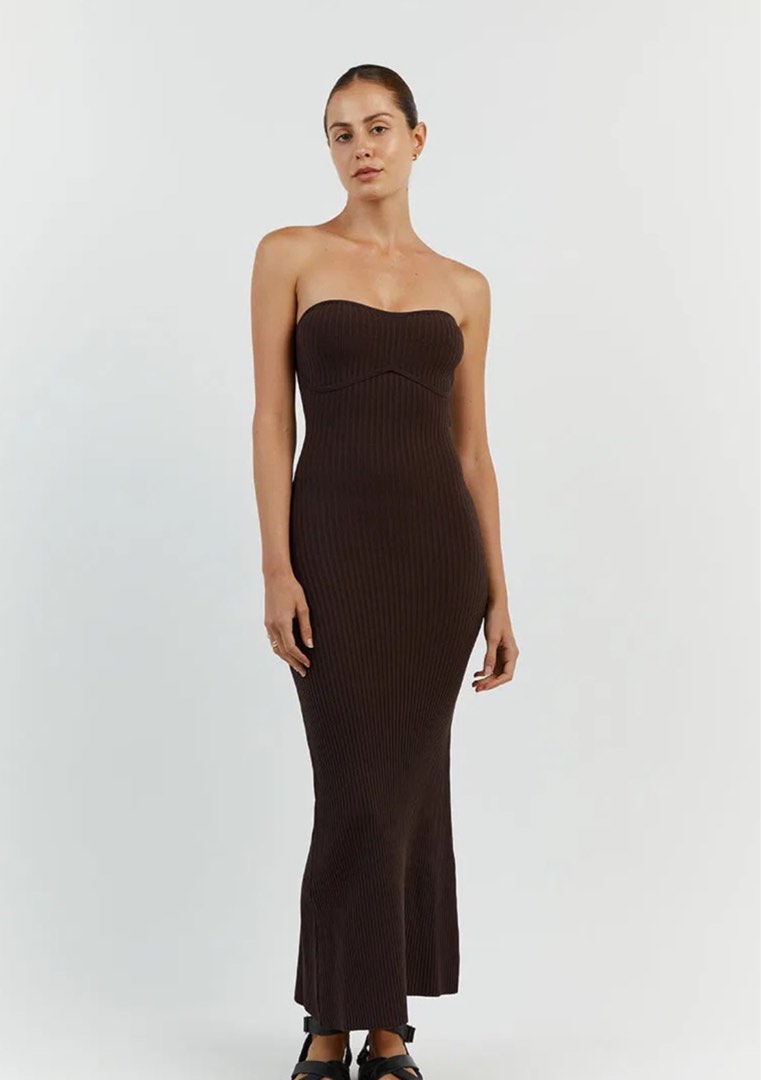 DISSH - Raven Bit Choc Bandeau Midi Dress, Women's Fashion, Dresses ...