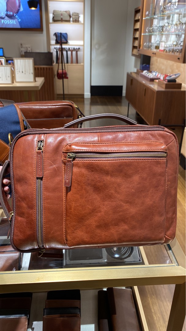 Fossil Buckner Commuter Cognac Original, Fesyen Pria, Tas & Dompet ...