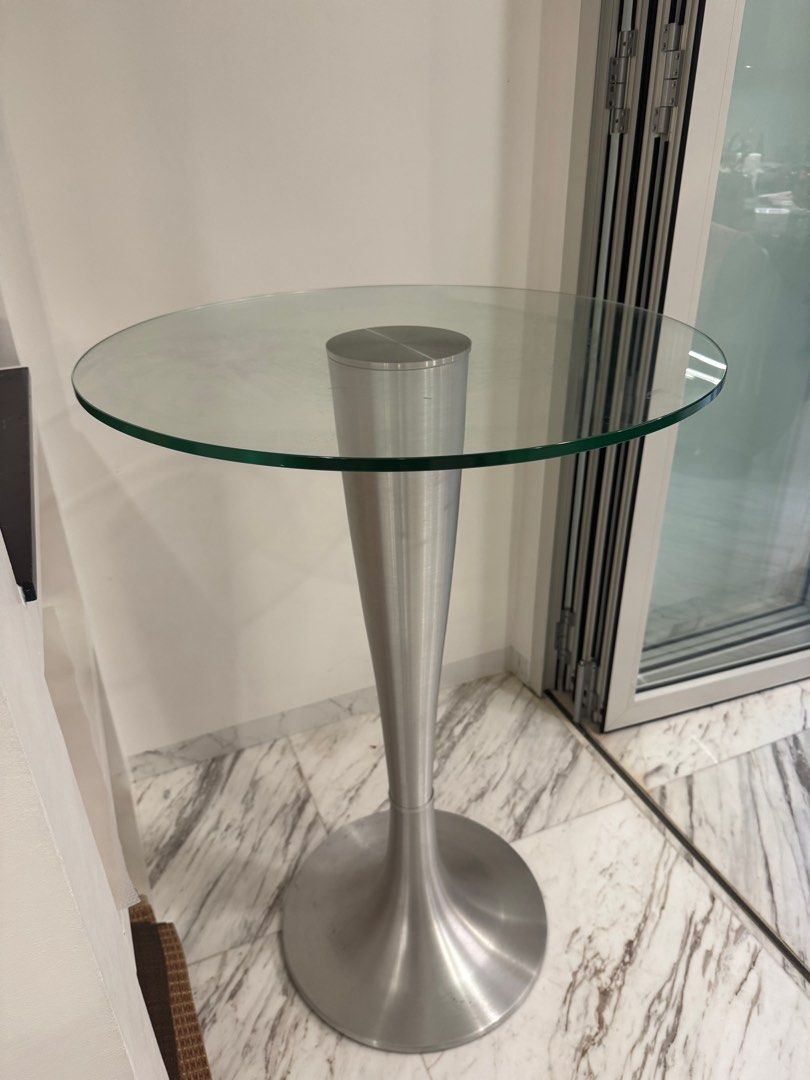 Moving Out Sale - Solid Glass Table with Stainless Steel base ...