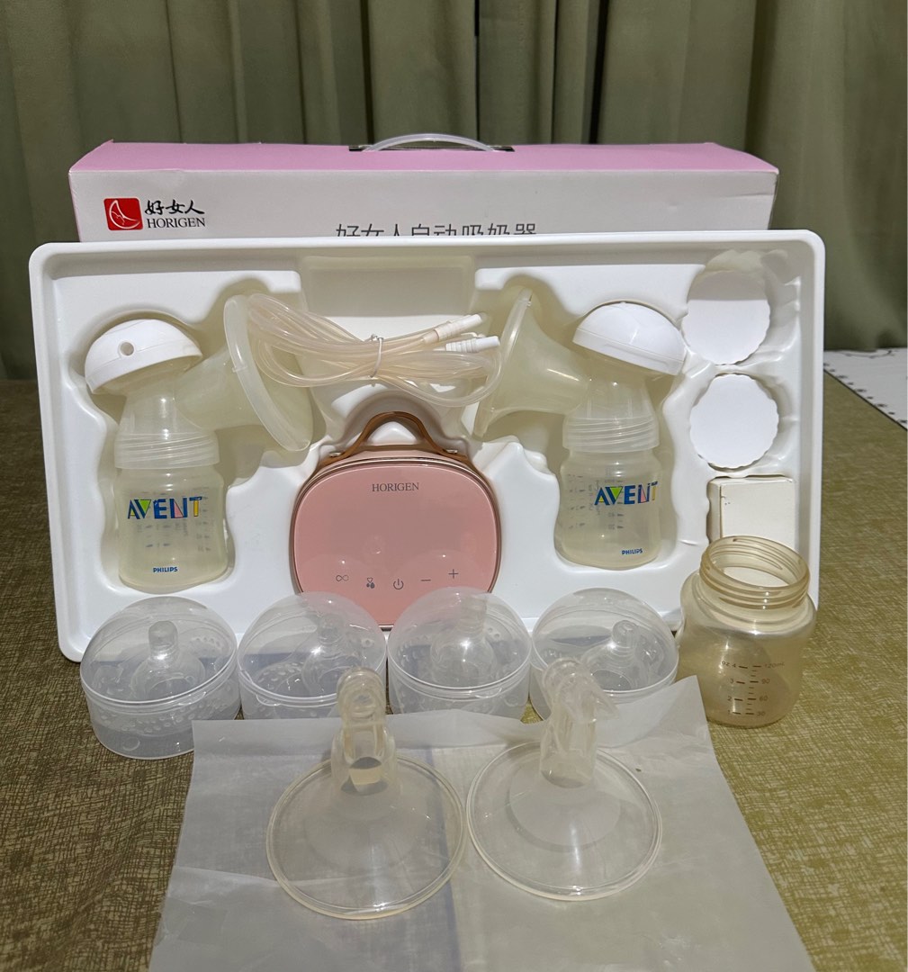 Horigen Double Electric Breast Pump with Free 4 Nipple Protector and 2 ...