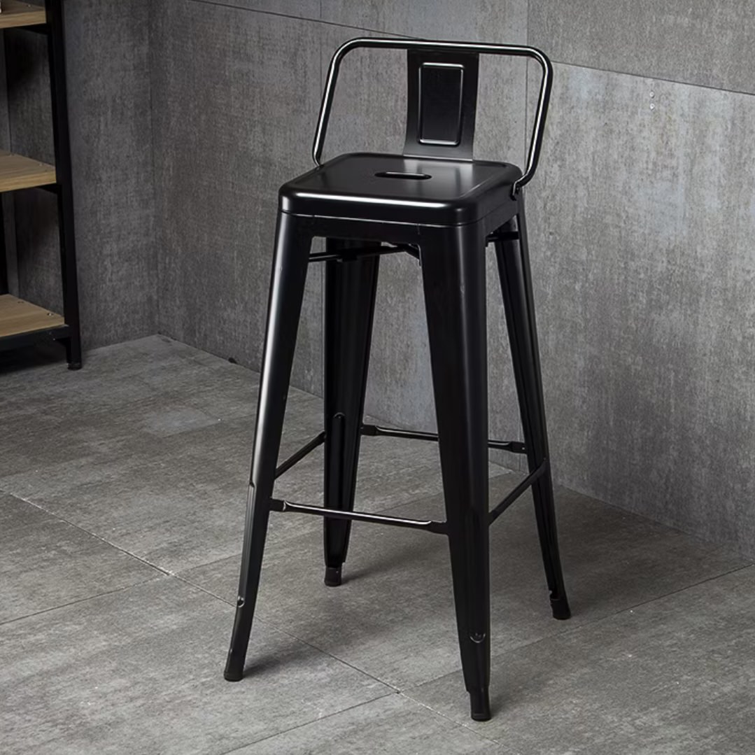Industrial Metal Bar Stool | Durable High Back Bar Chair With Footrest ...