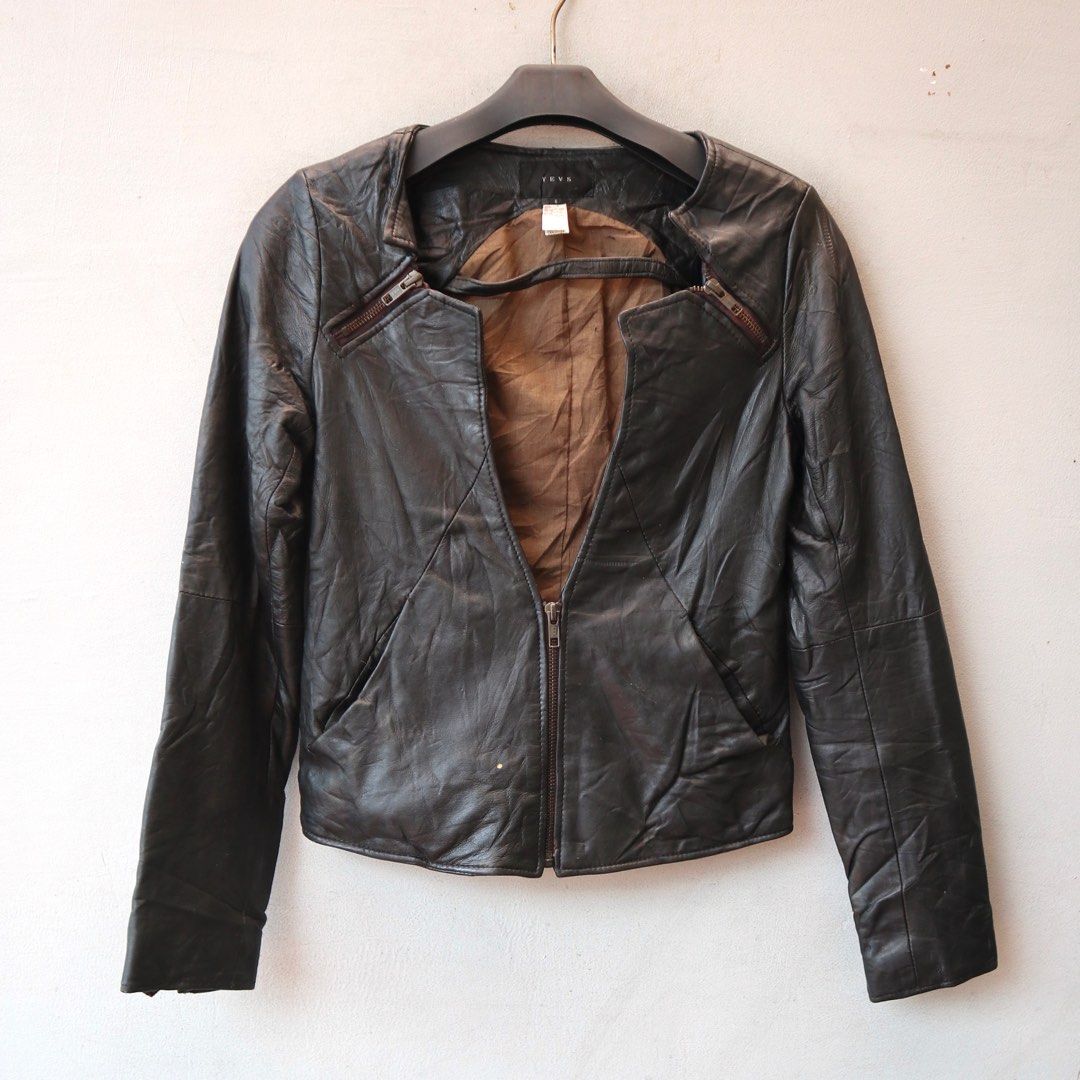 Jaket kulit asli domba cewek wanita kecil remaja jaket motor outer ...