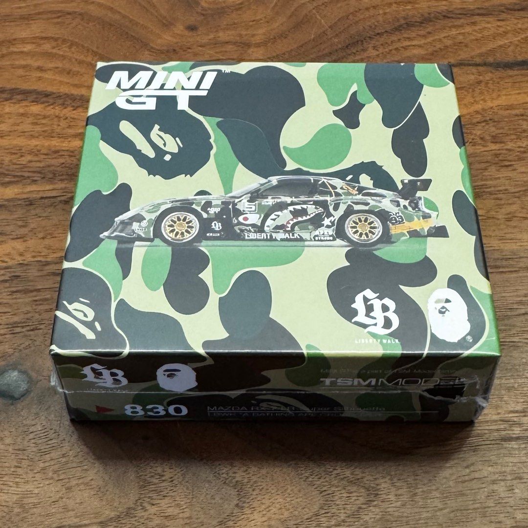 MINI GT LIBERTY WALK X BATHING APE CROSSOVER - GREEN CAMO MAZDA RX-7 LB ...