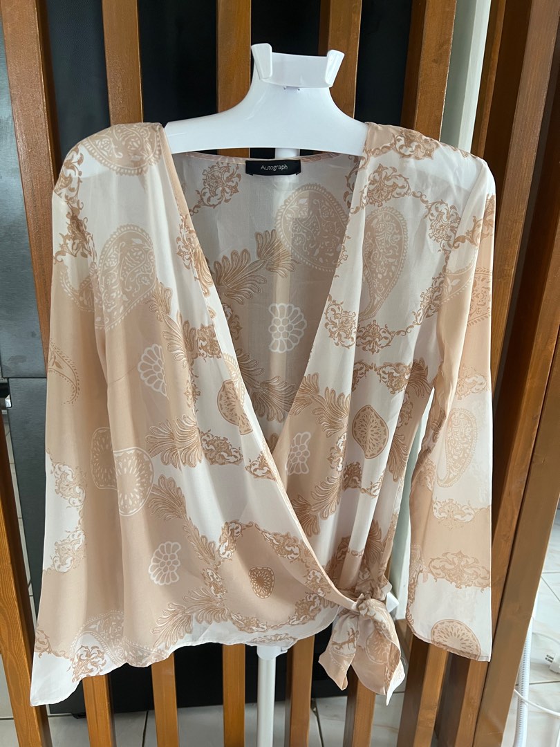 Marks and Spencer sheer overlapped blouse, Women's Fashion, Tops ...