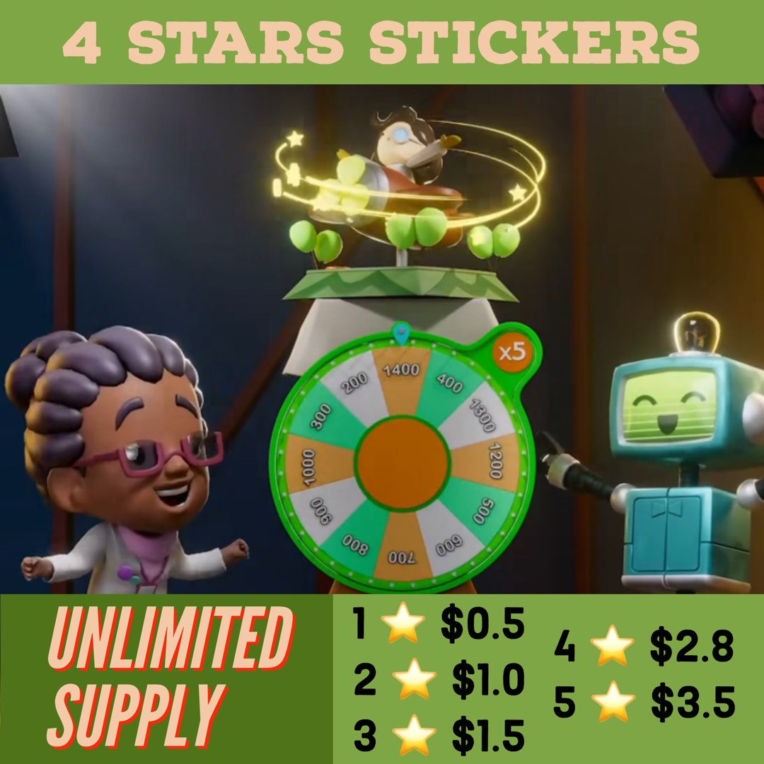 MONOPOLY GO STICKER,MOVIE NIGHT,4⭐️,BOSS MOVE,FOUNTAIN FROLIC,FUR-EVER ...