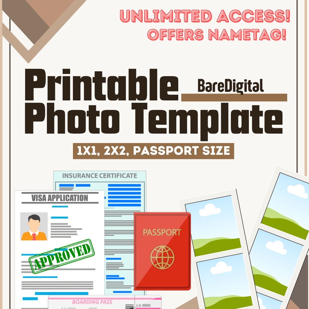 Photo Template || 1x1, 2x2, Passport Size, Offers NameTag, Everything ...