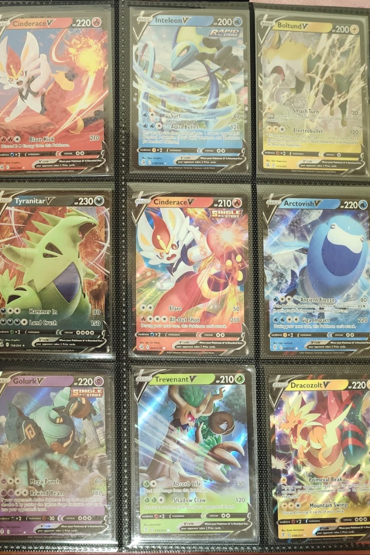 Pokemon Vs Cards (Cinderace V #43, Inteleon V #78, Boltund V #103 ...
