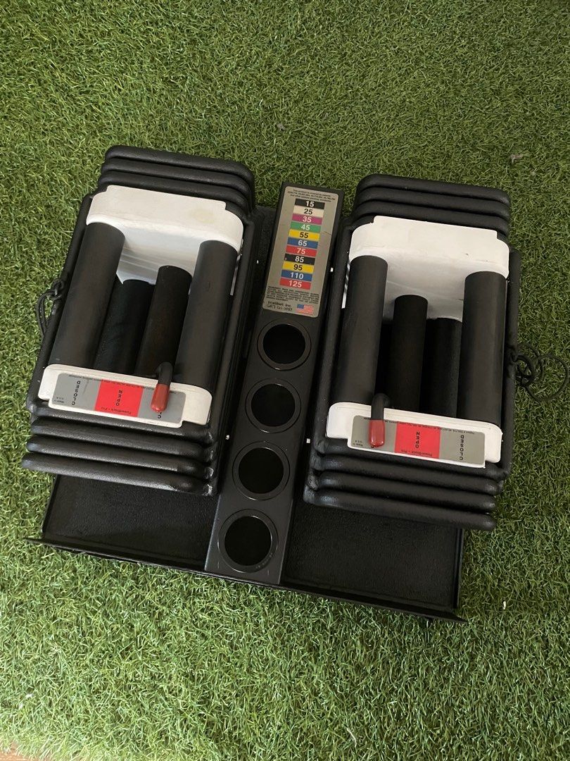 Powerblock dumbbell pro-Rexan 45lbs pair with storage tray and micro increment steel weight home ...