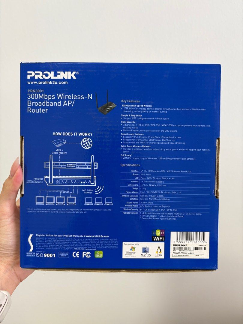 Prolink PRN3001 300Mbps Wireless-N Broadband AP/Router, Computers ...