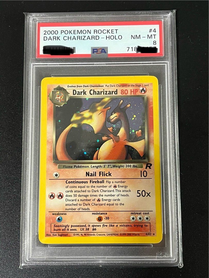 [PSA 8] 2000 Pokemon Team Rocket Dark Charizard Holo #4, Hobbies & Toys, Toys & Games on Carousell