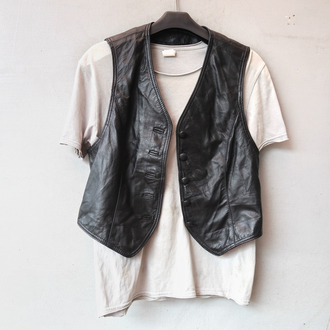 Rompi kulit vest kulit asli domba cewek cowok kecil remaja jaket kulit ...