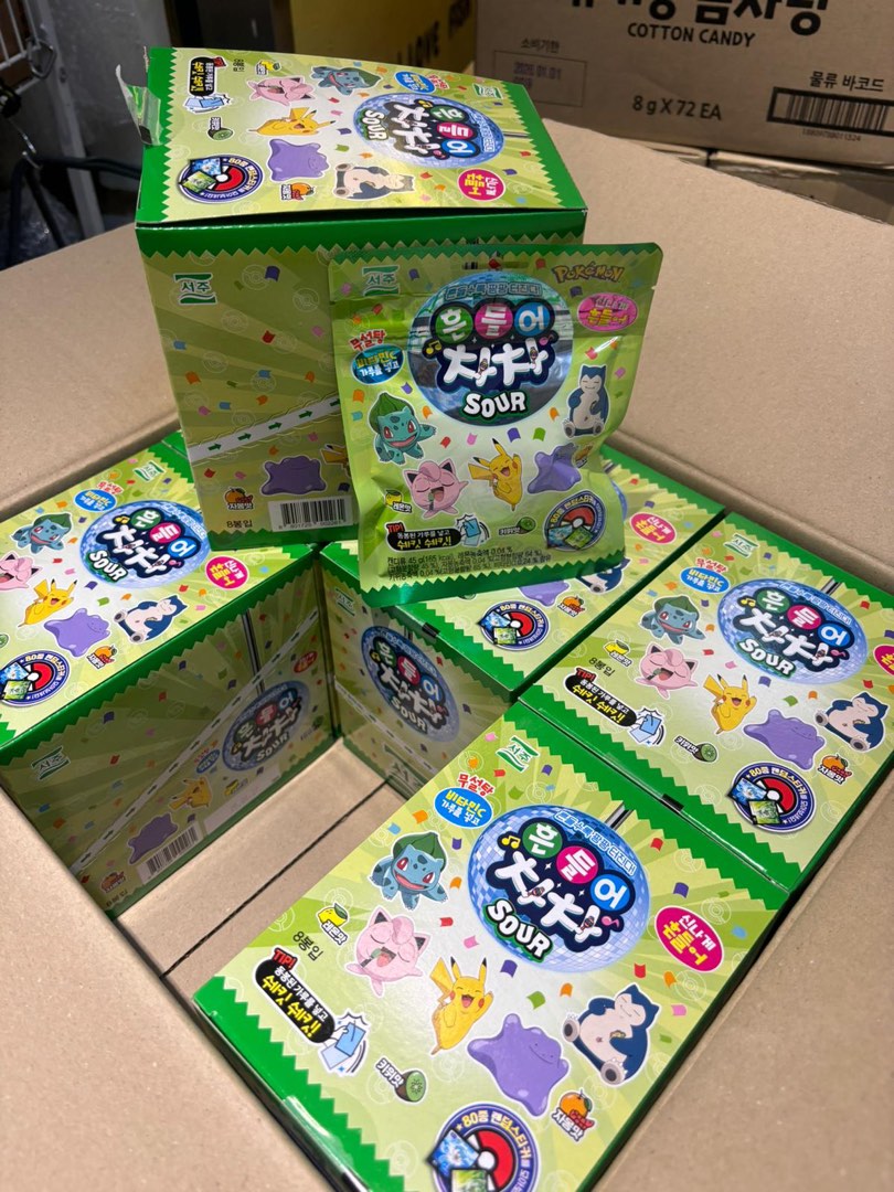 SEOJU Pokemon搖搖果汁啫喱糖(附酸酸粉&貼紙) 50G 1盒8包, 嘢食 & 嘢飲, 本地食物 - Carousell