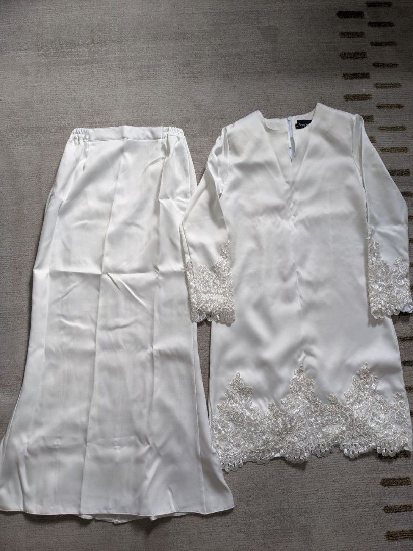 Set Baju Nikah Songket Dunia (off white) + Baju Melayu Muaz (Off white ...