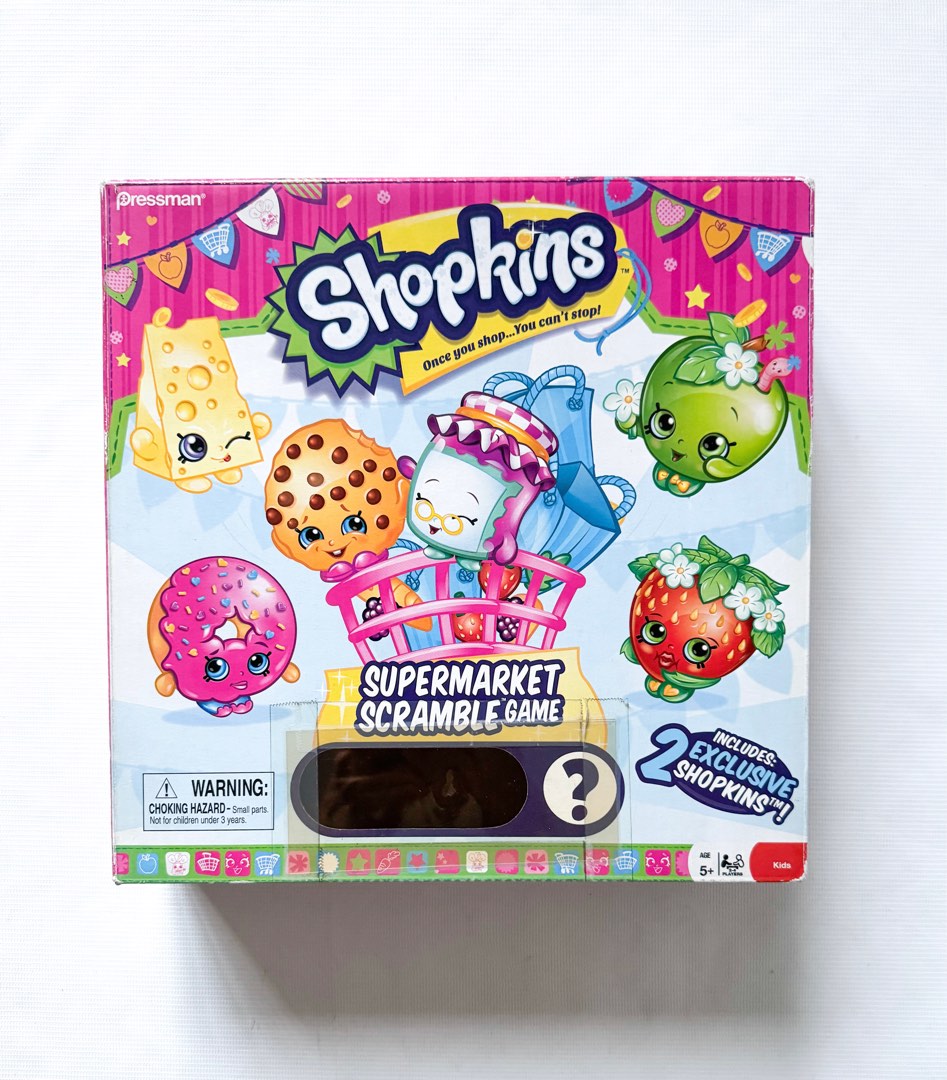 Shopkins Supermarket Scramble Game with 4 Collectible Shopkins Figures ...