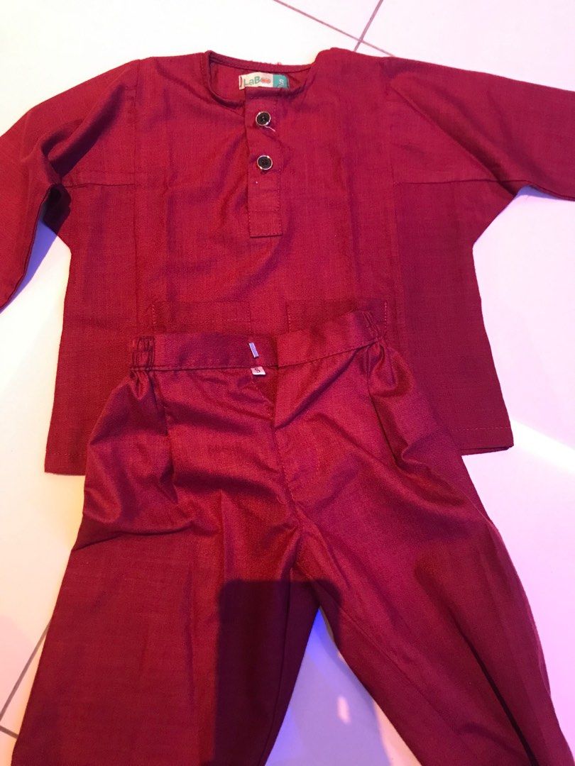 Tema Maroon Baju Melayu Kanak Kanak LaBoo BAJU MELAYU COTTON, Babies ...