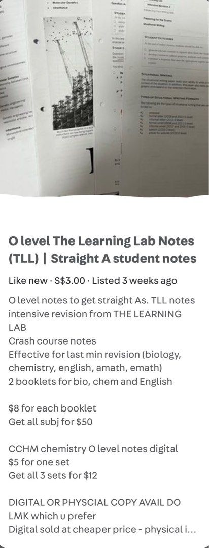 O LEVELS TLL notes for straight As | notes + commonly tested questions ...