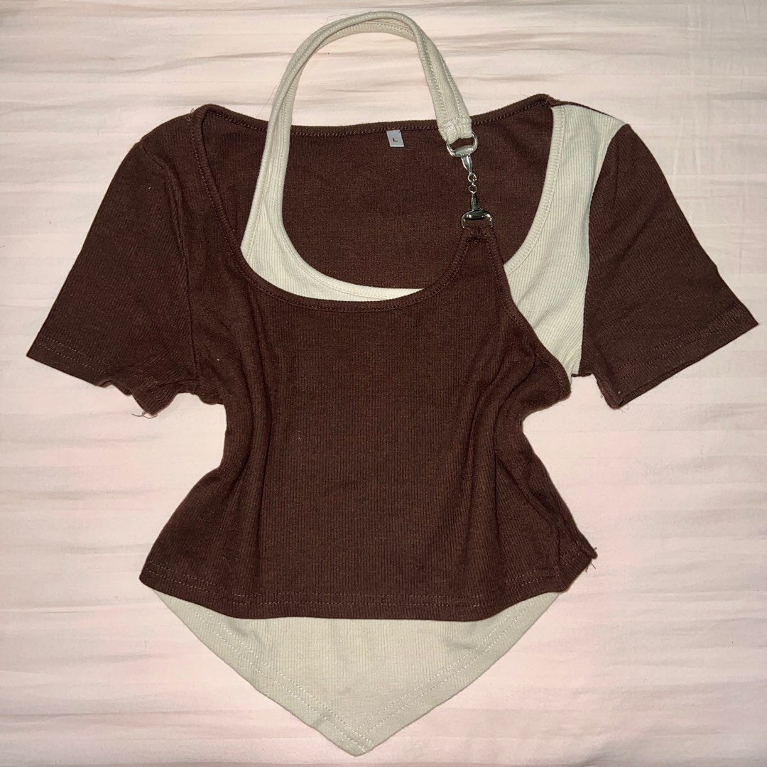 y2k asymmetrical triangle top, Women's Fashion, Tops, Shirts on Carousell