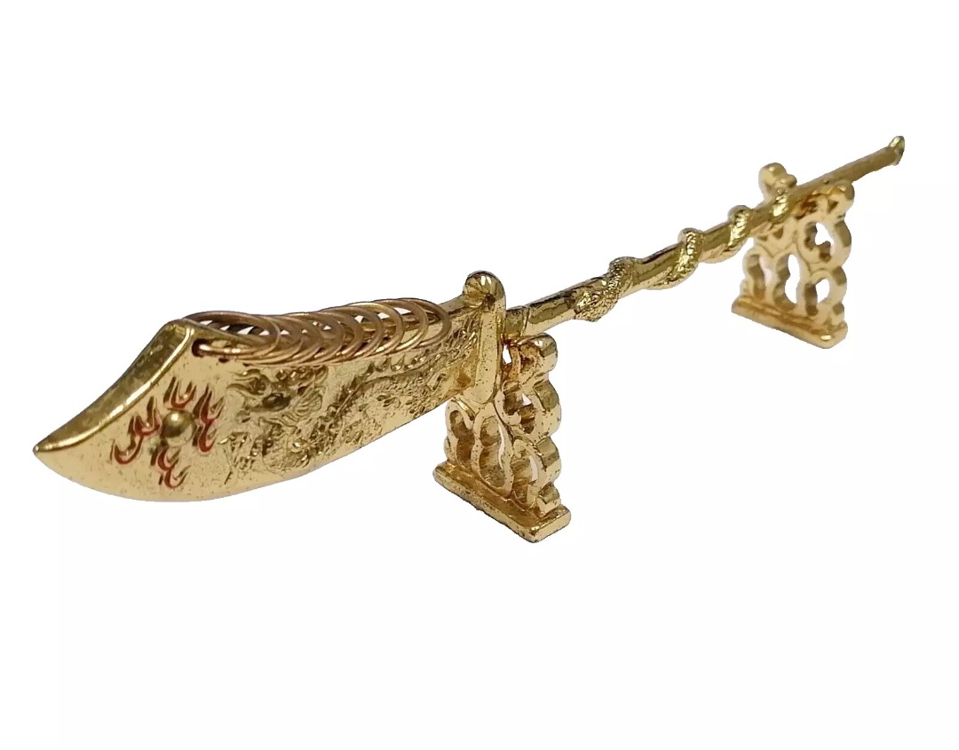 ⚔️ 關刀 Guandao 偃月刀 Reclining Moon Blade 9.5" Golden Brass Replica ...