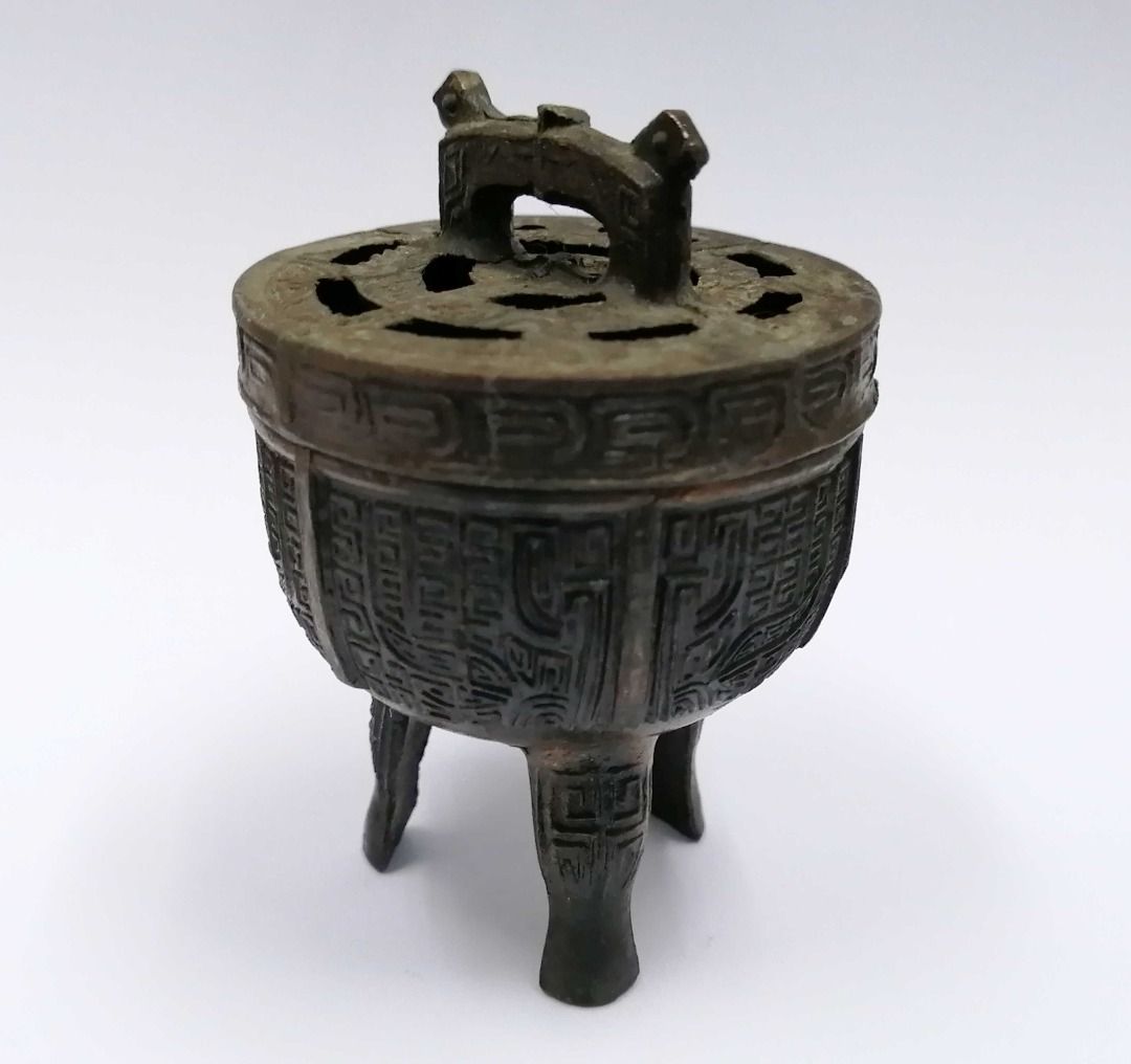 ☯️ Chinese Ding 鼎 Cauldron Ritual Vessel Miniature 2.5" Brass Replica ...