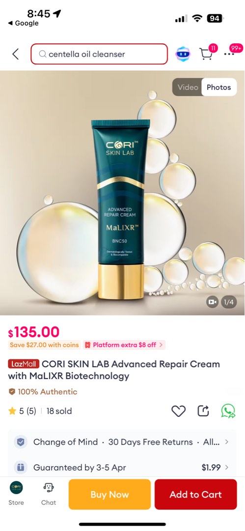 Cori Skin Lab Advanced Repair Cream 40g, Beauty & Personal Care, Face ...